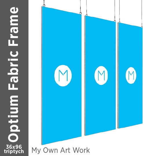 36x96 Triptych - Optium Fabric Frame - Hanging - D/S - Supplied Artwork